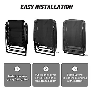 Outdoor Zero Gravity Folding Chair Cover 420D Waterproof Folding Lawn Lounger Recliner Chair Covers Patio Furniture Covers 28 x 43 Inch