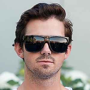 ShadyVEU Super Dark Round Sunglasses UV400 Casual Blacked Out 80's Retro Shades (Glossy Black Flat Top Frame, Dark Black)