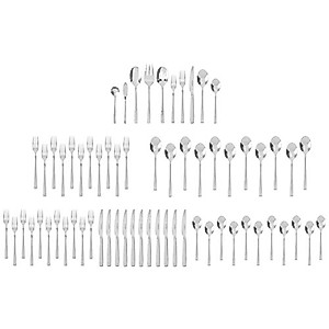 HENCKELS Lani Flatware Set, 65-Piece, silver like finish