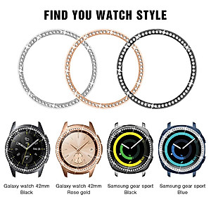 Dsytom Compatible with Galaxy Watch 42mm Band Women+ Bezel, 20mm Jewelry Watchband & Bezel Ring Cover Diamond Strap Bracelet for Samsung Galaxy Watch 4 Classic 42mm (Rose gold)