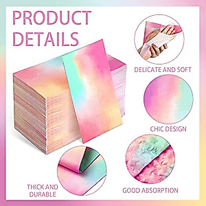 Ctosree 200 Pieces Pastel Rainbow Napkins Disposable Guests Paper Napkins for Birthday Party Disposable Hand Towels for Bathroom Decorative Napkins for Baby Shower Girl Birthday Wedding Rainbow Party