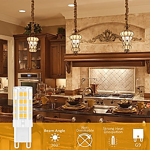 TopLeder G9 LED Bulbs, 3000K Warm White 5W 450LM LED Light Bulbs, No Flicker Non-Dimmable, 40W Halogen Bulb Equivalent, 120V Bi Pin G9 Base Bulbs for Home Lighting, 6-Pack