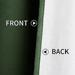 Woaboy 100% Blackout Dark Green Velvet Curtains-2 Panels 84 inch Completely Blackout Window Drapes Thermal Insulate 3 Layer Curtains with Black Liner for Bedroom Nursery Room, Grommet Top (52 * 84")