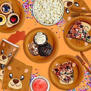 Bear Birthday Party Supplies Set Plates Napkins Cups Tableware Kit for 16