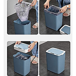 Garbage Can Waste bin Sensor Electronic USB Trash can Automatic Trash cans 14L Smart Induction Sensor Automatic Intelligent Waste Bins (Blue, USB Charger)