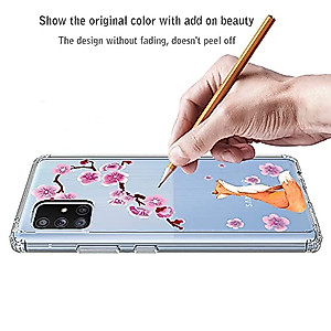 Ftonglogy Galaxy A71 5G Case Clear Flower Design Air Buffer TPU [Drop Proof] Slim Women Girls Pattern Protective Back Cover for Samsung Galaxy A71 5G (Fox)