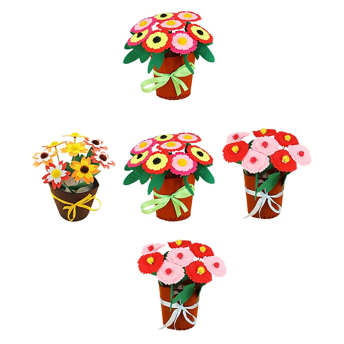 Veemoon DIY Flower Craft Kit 10 Sets Handmade Potting Material Flowers Puzzle Child Non-woven Fabric Handicraft Materials