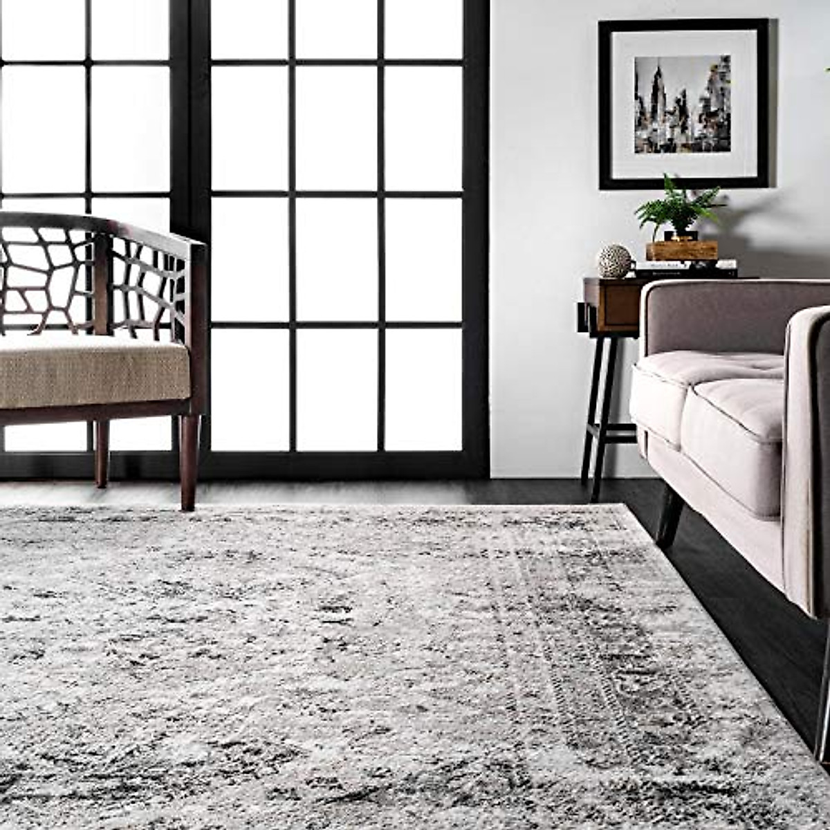 nuLOOM Shaunte Vintage Speckled Area Rug, 4' x 6', Silver