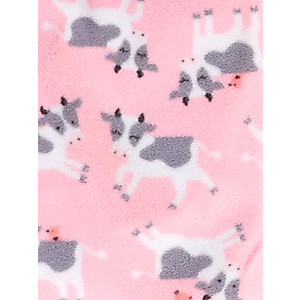 Simple Joys by Carter's Girls' 4-Piece Pajama Set (Cotton Top & Fleece Bottom), Black Ballerina/Light Pink/Pink Cow/Swans, 4T