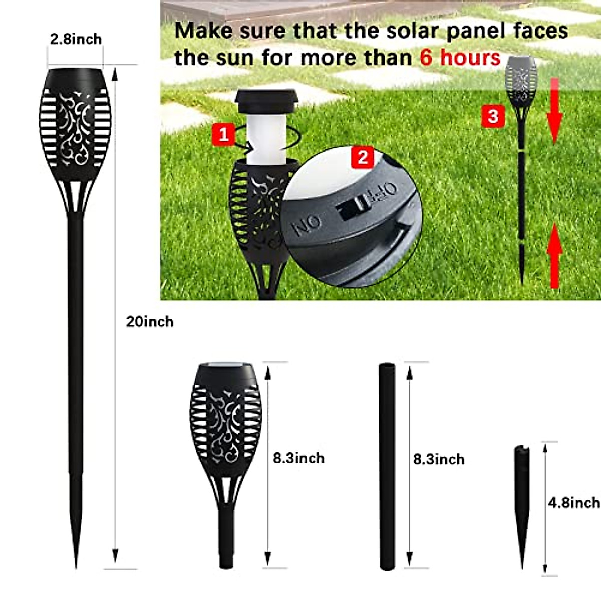 AOUNQ Solar Lights Outdoor Waterproof Blue, Upgraded 4 Pack Solar Torch Lights with Flickering Flame, Mini Solar Outdoor Garden Lights Tiki Torches for Outside Patio Yard Pathway Christmas Decor