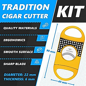 roygra Cigar Cutter, Cigar Punch, V-Cut, Double Blade Guillotine, Yellow - 4 Pack
