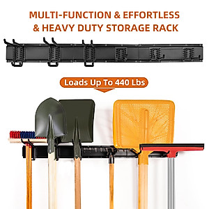 Awrob Paqa Garden Tool Organizer, Garage Storage, Garage Organization - Garage Tool Organizer Wall Mount 48 Inches, Max 440lbs Adjustable Garage Hooks for Hanging