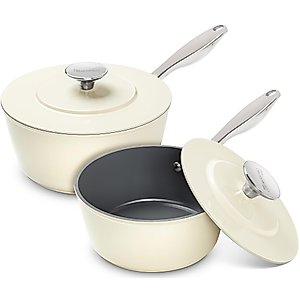 MICHELANGELO Sauce Pan with Lid, Nonstick Ceramic Saucepans Set, 1.5Qt & 3Qt Sauce Pan Sets with Stainless Steel Handle, Non-Toxic, Induction Compatible, Oven Safe