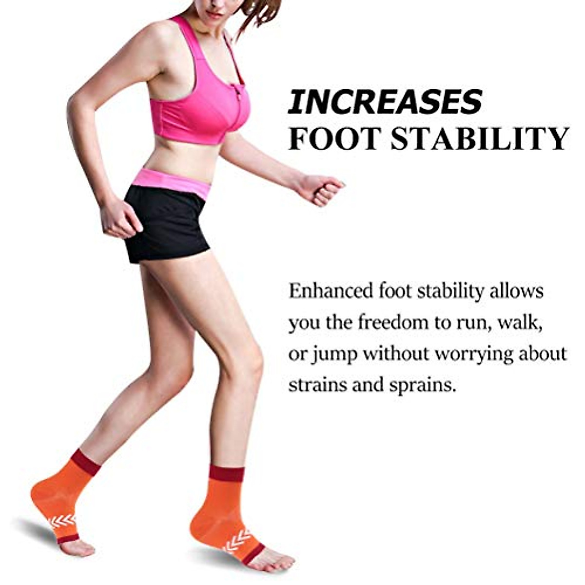 SuMade Compression Sleeve, Womens Girls Nurses Gifts Cycling Foot Arch Support Yoga Comfortable Sleeping Ankle Brace Socks For Plantar Fasciitis Injury Swelling 1 Pair Orange (S/M)