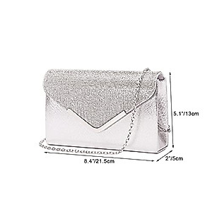Lam Gallery Rhinestone Evening Clutch Handbag Bling Silver Crystal Bridal Purse Wedding Cocktail Party Bag(Silver)