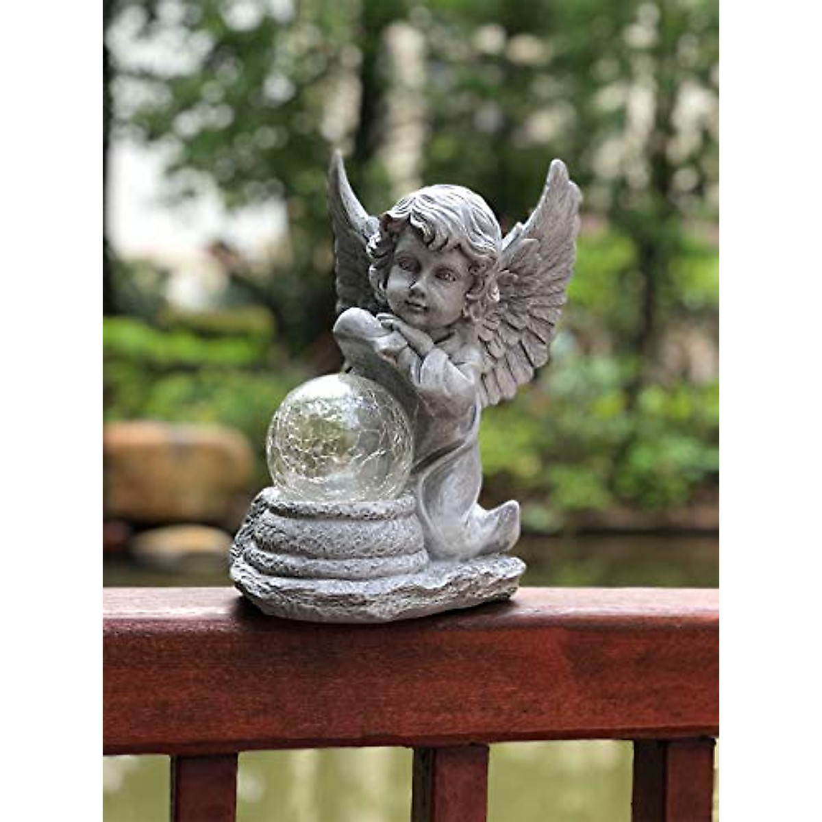 Bo-Toys Solar Powered Angel with Solar Glowing Globe LED Garden Light Decor Color Change