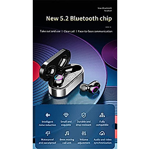 2022 TWS Wireless Bluetooth 5.2 Earhone, Touch Control Stereo Headset with Mic and LED Display, Waterproof Noise-Reduction Earbuds for Sport/Work