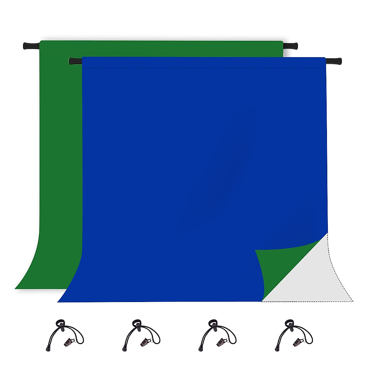 KUKUSOUL 10x10ft Blue Green Screen Backdrop Blue Photo Backdrop for Photoshoot Background Double Sided Green Screen and Blue Screen Gaming and Live Streaming KUSKX006