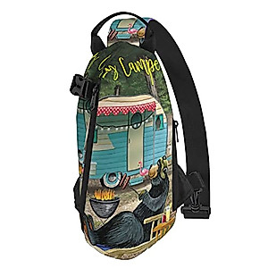 Rope Bag - Crossbody Sling Backpack Happy Camper Sling Bag Travel Hiking Chest Bag Daypack