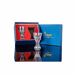 BothEarn Mini Shot Glass Set of 2-14 ml Cute Egg Cup with Stem - Gift Box for Tequila Vodka Soju Whiskey Maotai