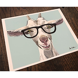 Goat Art Print - Goat Decor - Goat with Glasses Art - Gifts for Goat Lovers - Cute Goat Print - Goat Gifts - Goat Wall Art - Goat Art from Lee Keller, Hippie Hound Studios