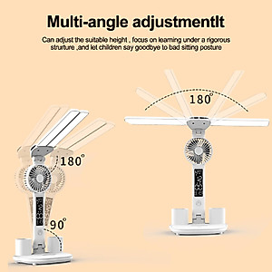 Dual Swing Arm Desk Light, Architect Swing Arm Desk Lamp, 3 Modes Study Lamp with Thermometers, Calendar, Fan, Holder, for Workbench, Studies, Students, Drafting