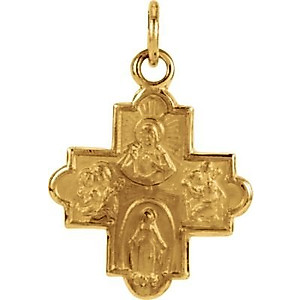 Bonyak Jewelry 14k Yellow Gold 12x12 mm Four-Way Cross Medal (Petite Size)
