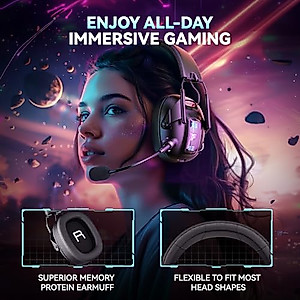 YPBDAN Wireless Gaming Headset for PS5, PS4, PC, USB Over Ear Gaming Headphones with Noise Canceling Mic, Bluetooth 5.3, 100H Battery, Low Latency, Foldable Headset for Switch, Mac, Laptop