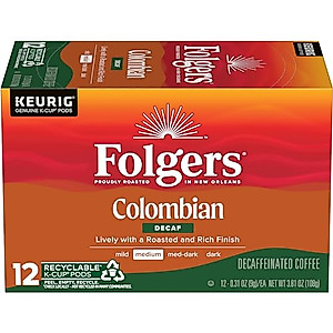 Folgers Colombian Decaf Medium Roast Coffee, 72 Keurig K-Cup Pods