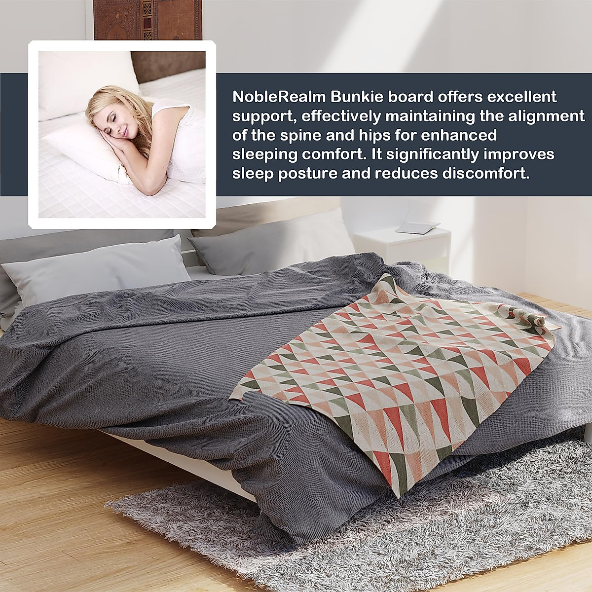 NobleRealm® Foldable Box Spring Full | Full Size Bunkie Board & Bed Support Slats | Bed Board for Mattress Support | Easy Setup, Noise Minimizing, Moisture Resistant (48 x 60 Full Size)