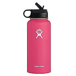 Hydro Flask Wide Mouth Water Bottle, Straw Lid, Old Style Design - 32 oz, Watermelon