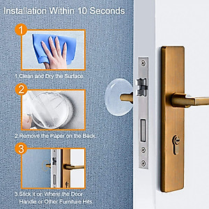 4 Pieces Wall Door Handle Stopper 2" Clear Rubber Door Knob Round Wall Shield Cushion Quiet Wall Protector for Door Handle Guard Door Bumper Wall Protector Silencer Self Adhesive