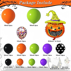 Halloween Balloon Arch Garland Kit,Halloween Balloons with Black Orange Green Purple Confetti Balloon Arch Kit with Pumpkin Balloons for Halloween Party Decoration……