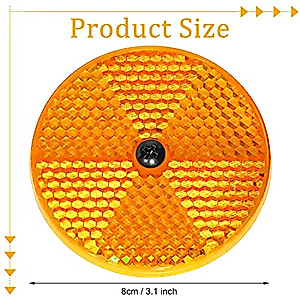 10 Pack Front Reflector Round Reflector for Driveway Fence Gate Posts Trailers Safety Reflectors Automobiles Boats Mailboxes Reflector with Center Mounting Hole (Yellow)