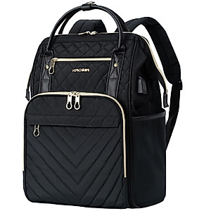 KROSER Laptop Backpack 17" Stylish Backpack Water Repellent College Casual Daypack with USB Port Travel Business Work Bag for Men/Women-Quilted