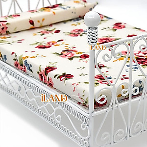 iLAND Victorian Dollhouse Furniture on 1:12 Scale, Dollhouse Bed Set 5pcs