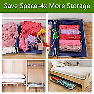 Vacuum Storage Bags with Electric Air Pump, 8 Pack Space Saver Bags (4 Jumbo/4 Large) Compression Storage Bags for Comforters and Blankets, Vacuum Sealer Bags for Clothes Storage, Silent electric pump