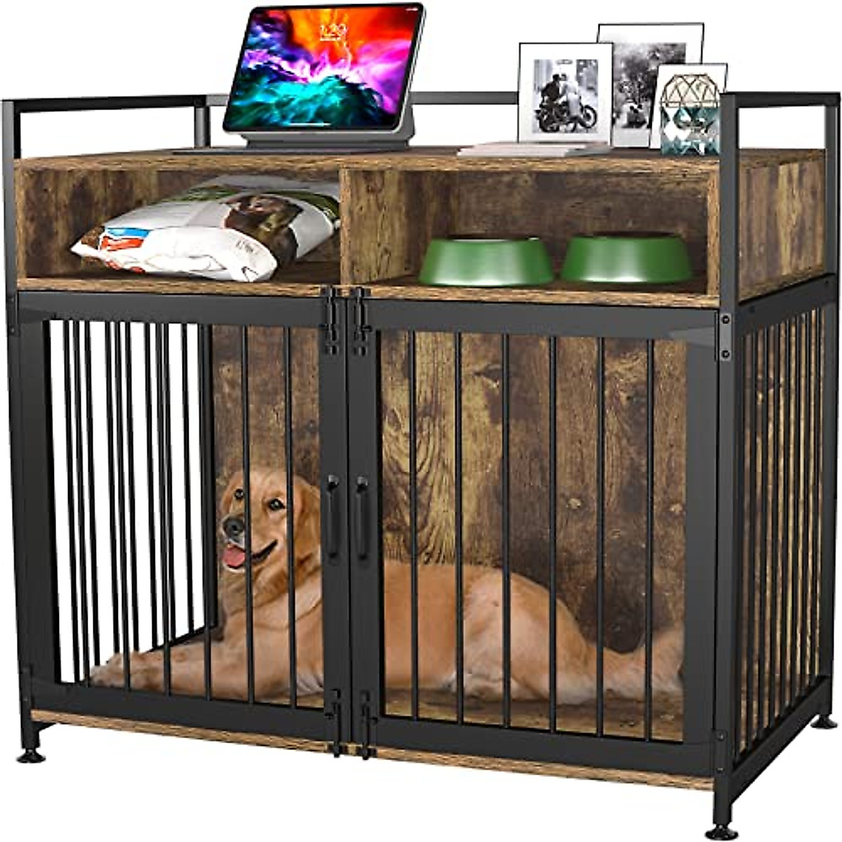 GDLF Dog Crate Furniture-Style Cages for Dogs Indoor Heavy Duty Super Sturdy Dog Kennels with Storage and Anti-Chew (41Inch = Int.dims:39.4”Wx22.2”Dx23”H)