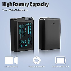 BESTON NP-FW50 Repacement Battery for Sony Camera and Charger for Sony ZV-E10 Alpha A7 A7II A7R A7RII A7S A7SII A55 A3000 A5000 A5100 A6000 A6300 A6400 A6500 Cyber-Shot DSC-RX10 II III IV Camera