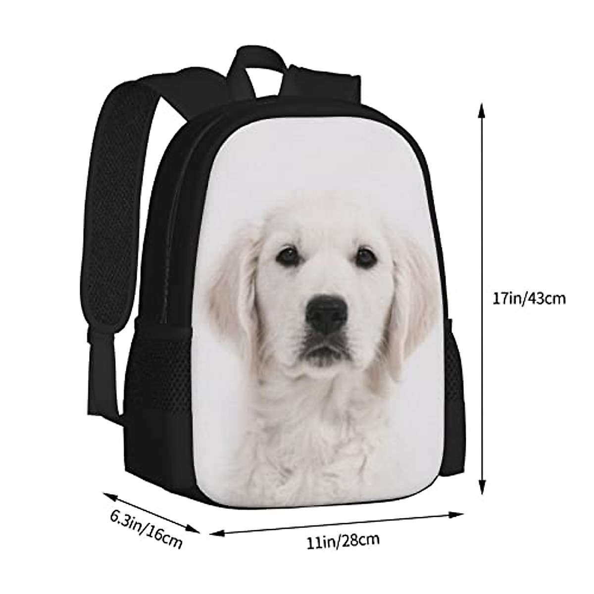White Golden Retriever Printed Backpack Teen Boys & Girls Laptop Backpack 15" Outdoor Travel Lightweight Bag