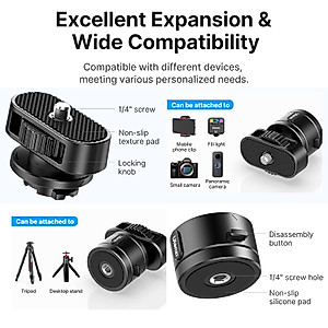 ULANZI Select Go Quick II to 1/4" Adapter - 1/4" Thread Go Quick II Base + 1/4" Screw QR Cover Compatibe with Go Quick II Seriese Selfie Stick/Tripod/Monopod/Compact Camera/Phone/Led Video Light