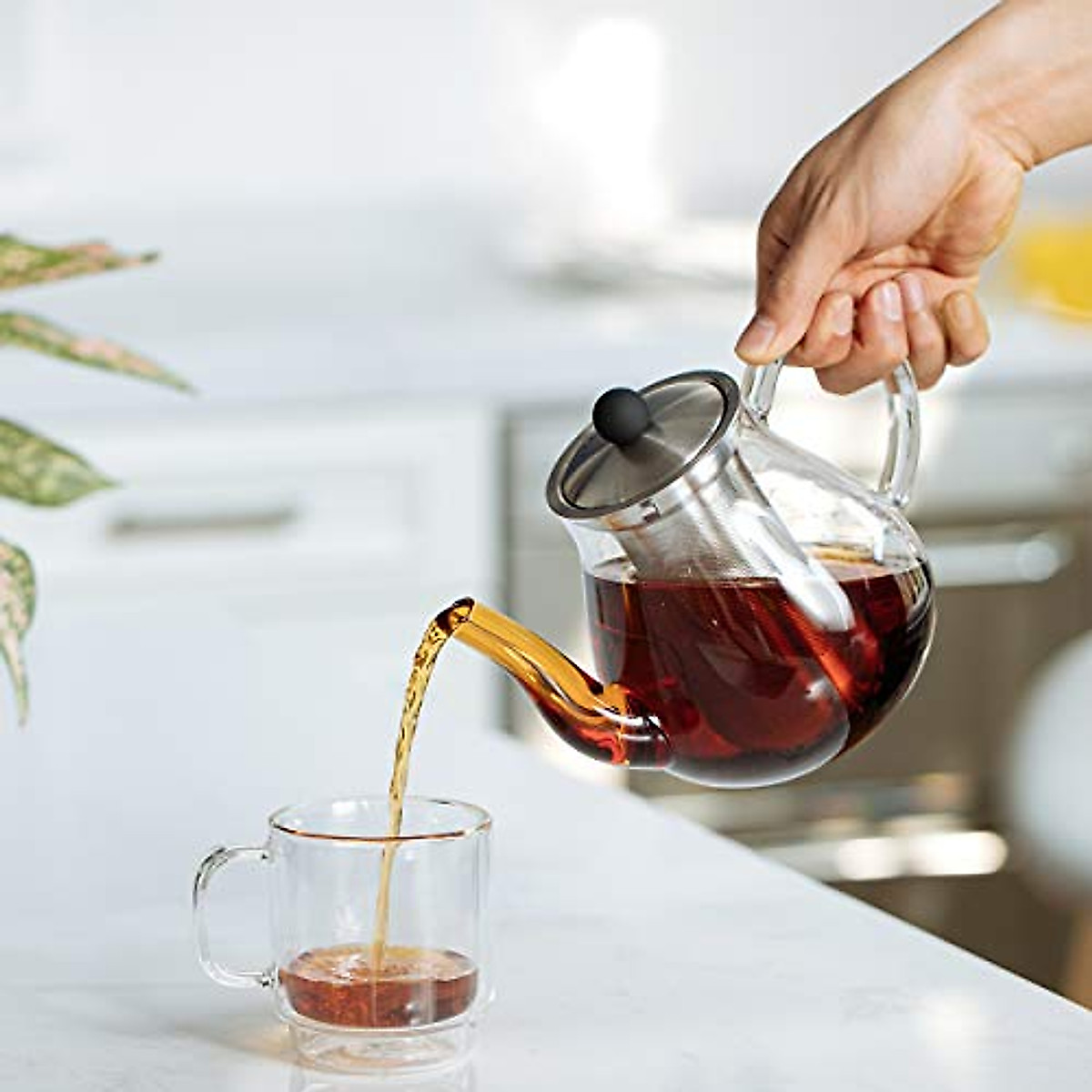 BTaT - Glass Teapot with Removable Infuser (32oz, 1000ml) Stovetop Safe Tea Kettle, Blooming and Loose Leaf Tea Maker Set, Mother's Day Gift