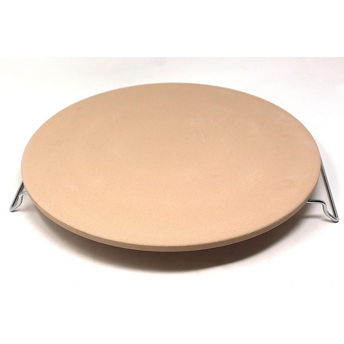 Homeworks Large Unglazed Ceramic Pizza Stone | Includes Metal Oven to Table Rack, Large 15 Inch Round Baking Stone, For Crispy Crust Pizza, Artisan Breads, Cookies and More