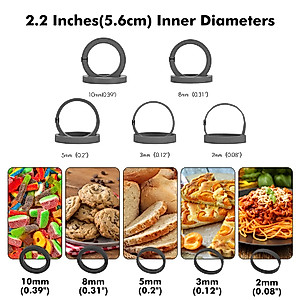 Silicone Rolling Pin Rings for Dough Thickness (10 Pieces Set), Silicon Guide Rings for Rolling Pin, Flexible Adjustable Thickness Spacer Bands Fit 2.2-2.44 Inch(56-62MM) Wide Roller by Foepoge(Gray)