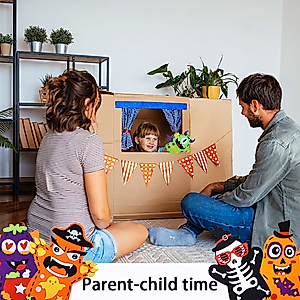 Yaveron 6PCS Halloween DIY Hand Puppets Sewing Craft Kit for Kids Felt Sewing Art Toys, Story Telling, Introduction to Sewing, Manual Activity