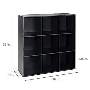 Best Choice Products 9-Cube Storage Shelf Organizer Bookshelf System, Display Cube Shelves Compartments, Customizable w/ 3 Removable Back Panels - Black