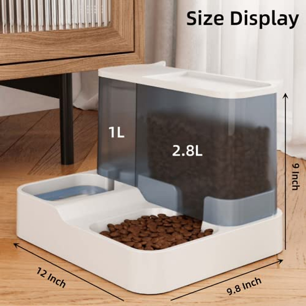 Pet Food Feeder and Water Dispensers Gravity Automatic for Cats and Small Dogs (Blue)