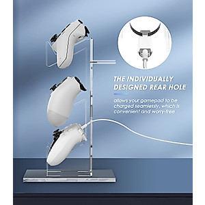 Wedorat Universal 3 Tier Controller Stand and Headset Holder Game Accessories Storage Bracket Gaming Accessories for PS5 PS4 Controller Holder Headset Stand Crystal Clear