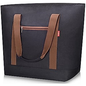 LHZK Jumbo Insulated Cooler Bag with Thermal Foam Insulation, Premium Quality Cooler Tote Bag with Zipper, Insulated Hot Cold Bag for Food Transport, Picnic, Travel, Beach (X-Large-50L, Black)