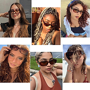 Tskestvy 3 Pack Women’s Rectangle Sunglasses Retro Trendy Square Vintage Glasses Pack 90s Y2K Aesthetic Accessories (B)